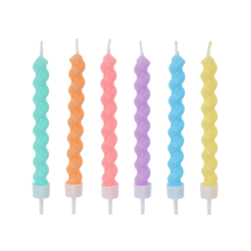 Macaron Curly Candles 8cm - Kikajoy Party Store